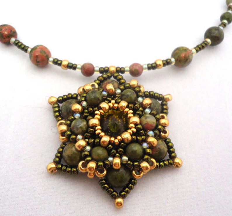 Tutorial Unakite Pendant Beading Pattern Pdf - Etsy