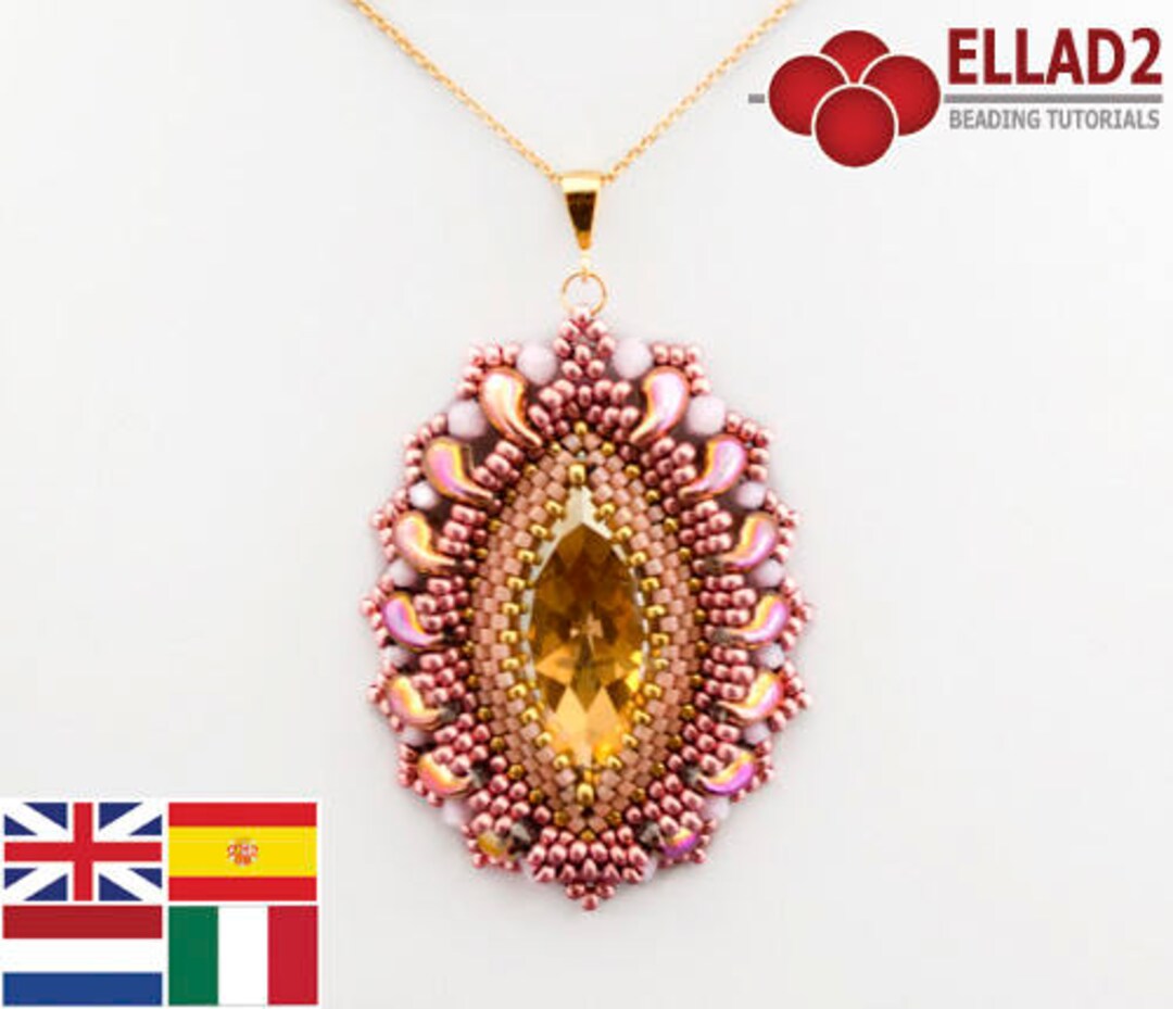 Tutorial Sunset Pendant - Beading Tutorial, Beading Pattern, Instant Download, Design by Ellad2 ...