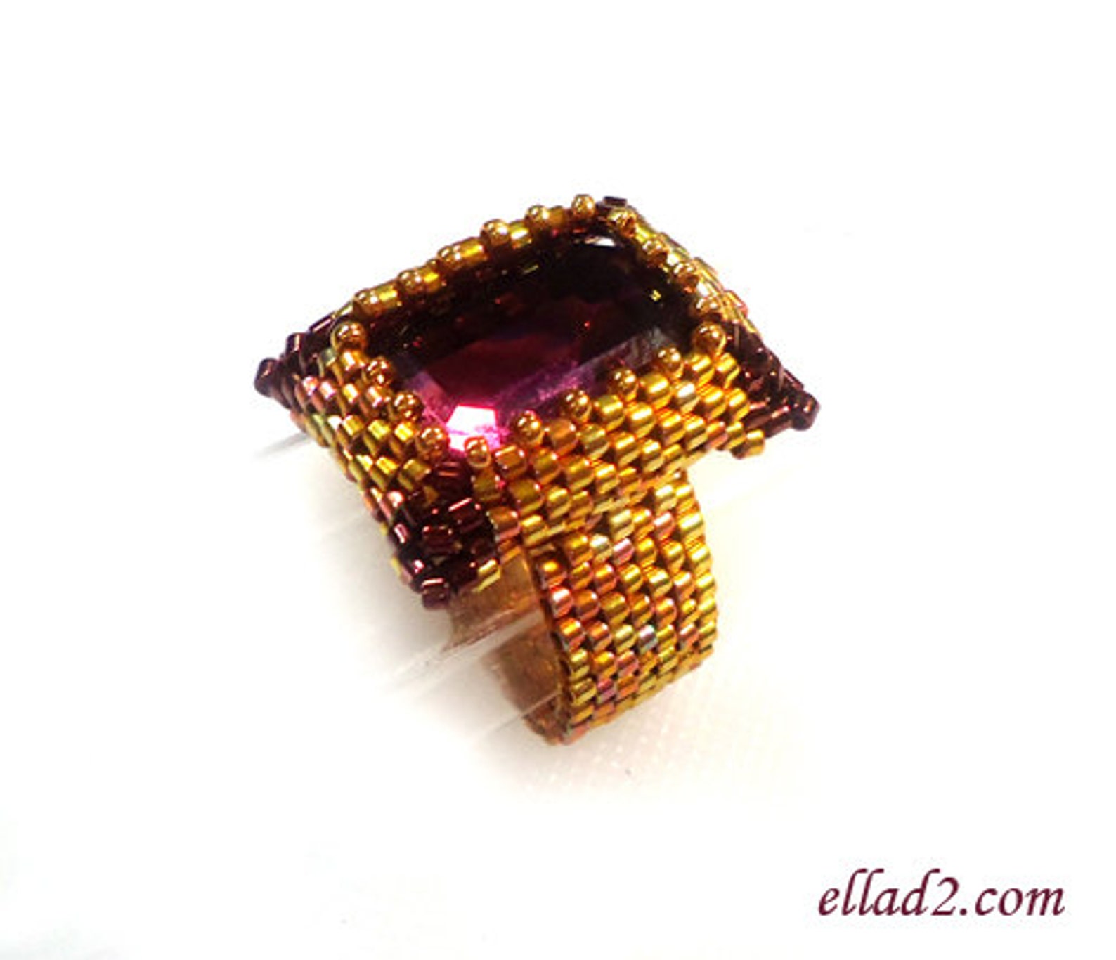 Tutorial Fancy Rectangle Ring - Beading Patterns PDF - Etsy