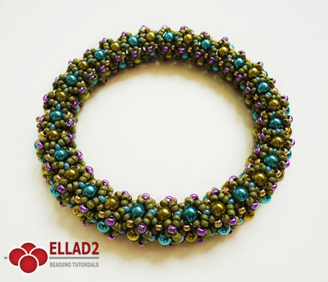 Tutorial Joyful Netted Bangle - Beading Pattern Bracelet PDF - Etsy