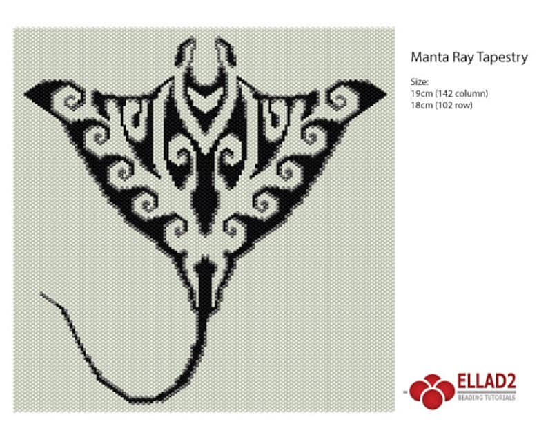 Beading Pattern Manta Ray Banner - Tapestry - Beading Pattern, Instant ...