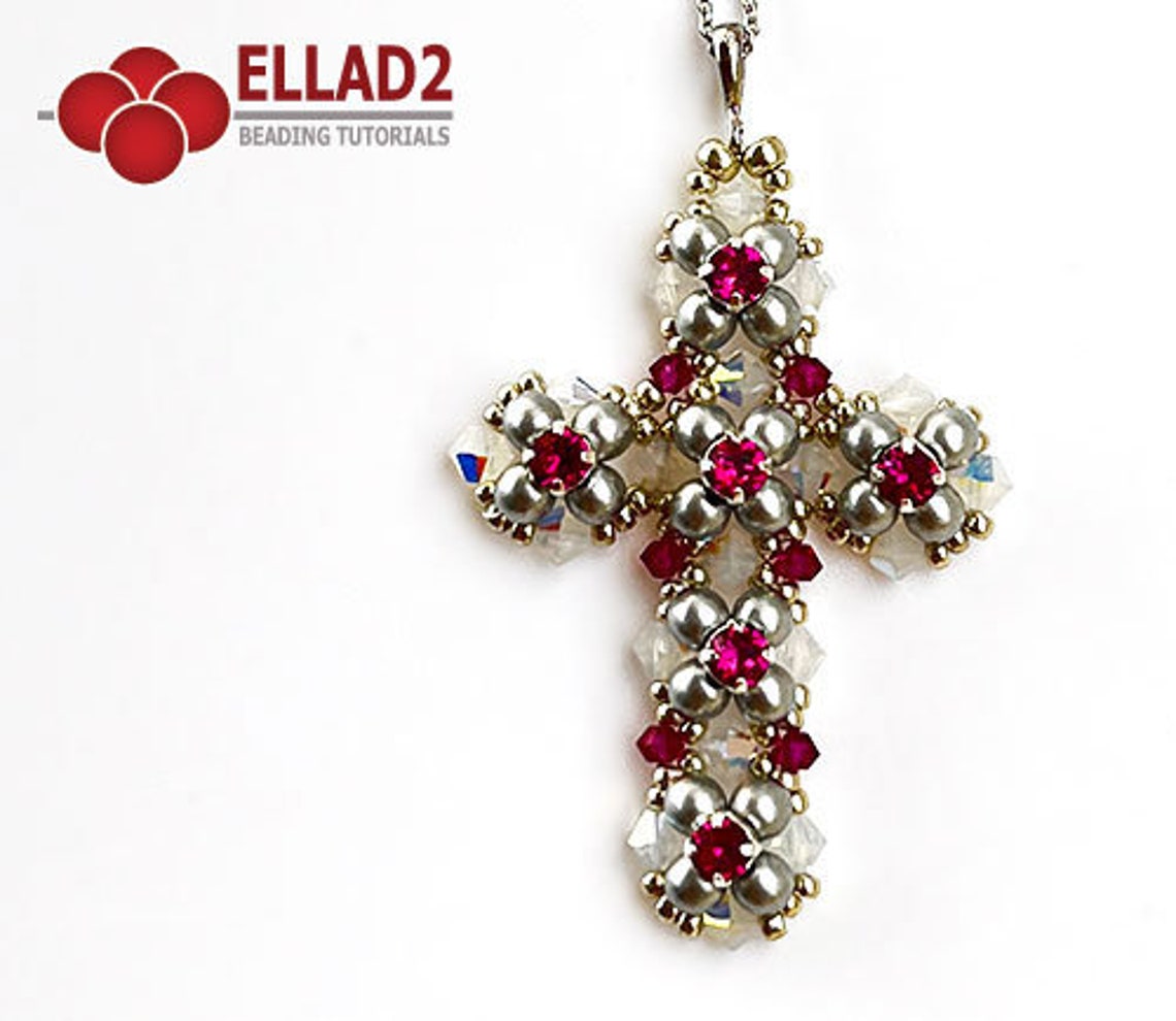 Beading Tutorial Cross Pendant or Earrings or Both Beading - Etsy