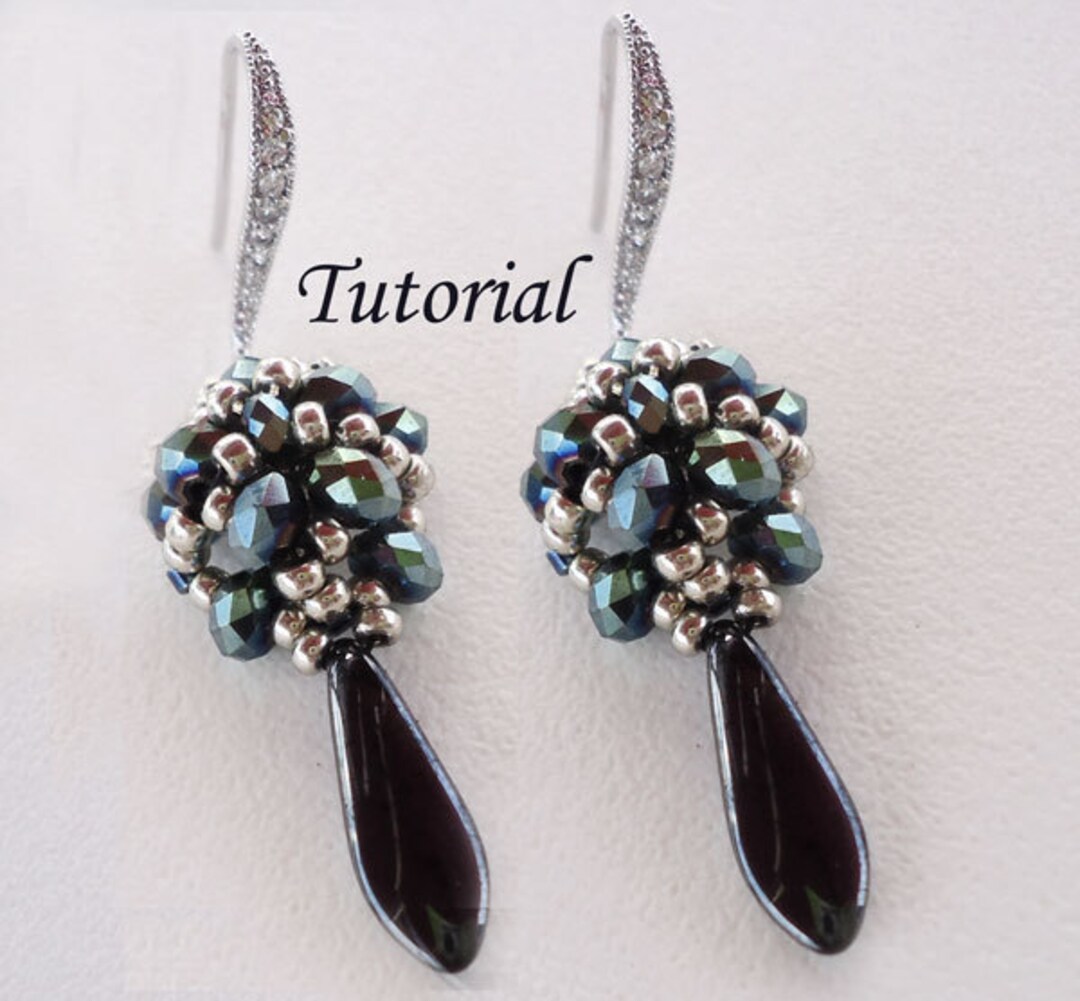 Tutorial Faceted Blue Earrings - Bead Pattern PDF - Etsy
