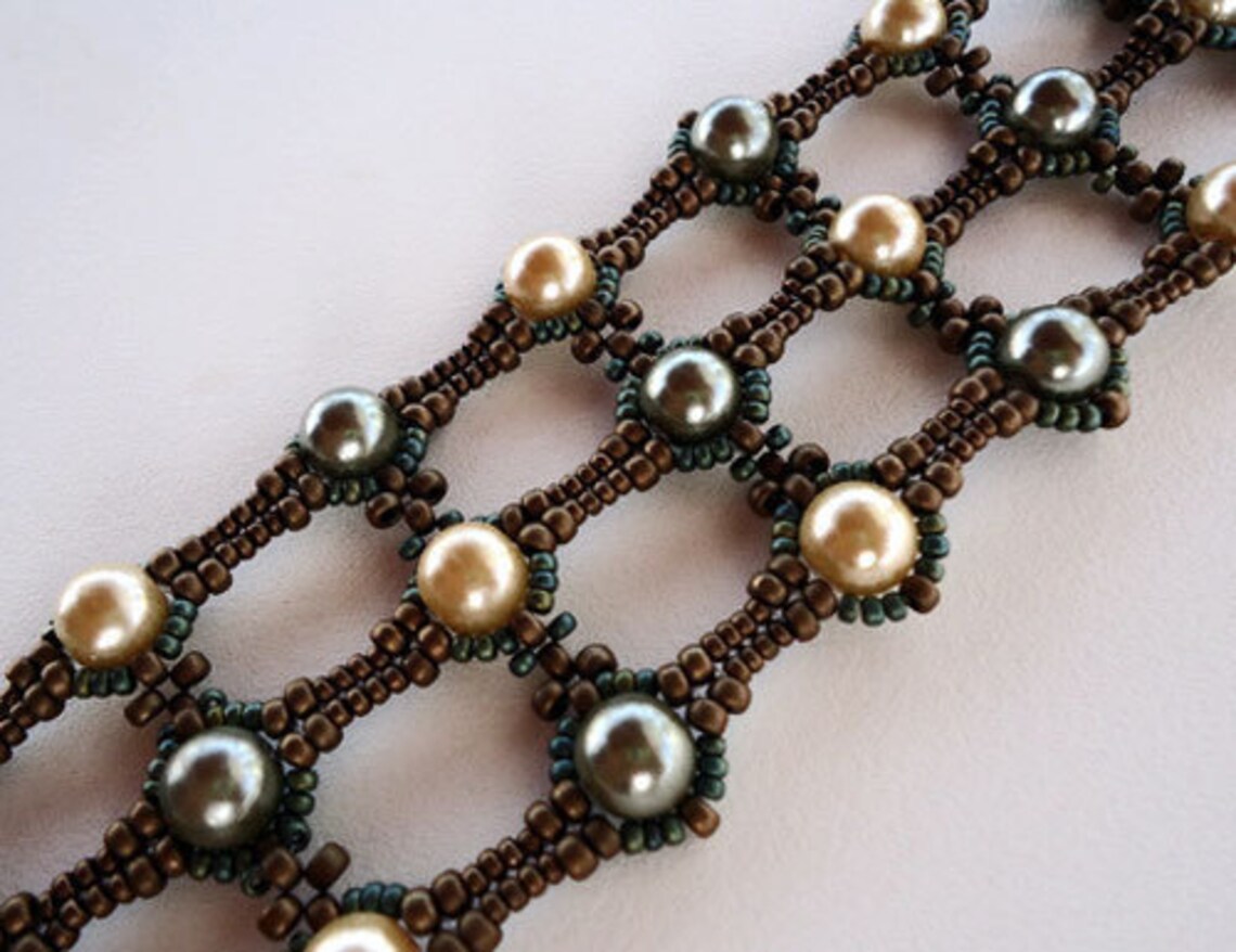 Tutorial Pearly Lace Bracelet and Ring - Beading Pattern PDF - Etsy