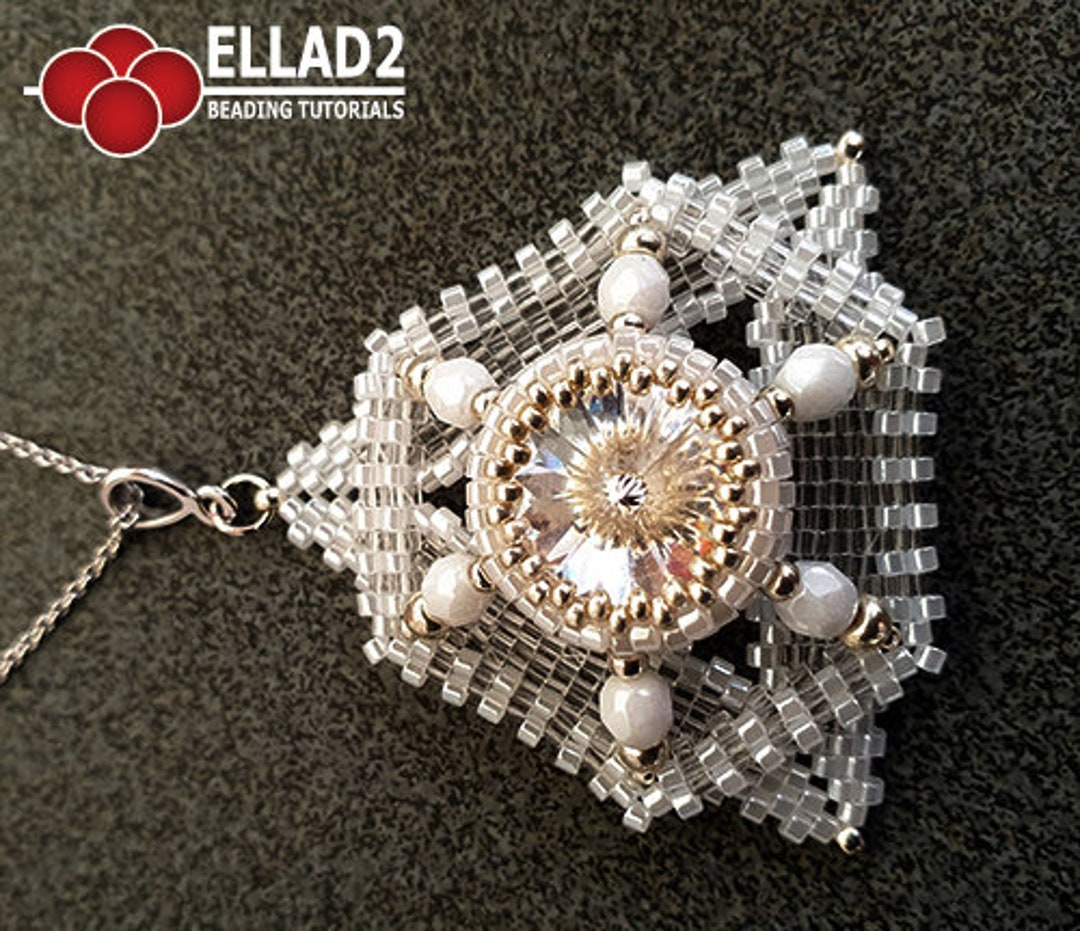 Beading Tutorial Hex Triangle Pendant - Beading Pattern, Peyote Stitch ...