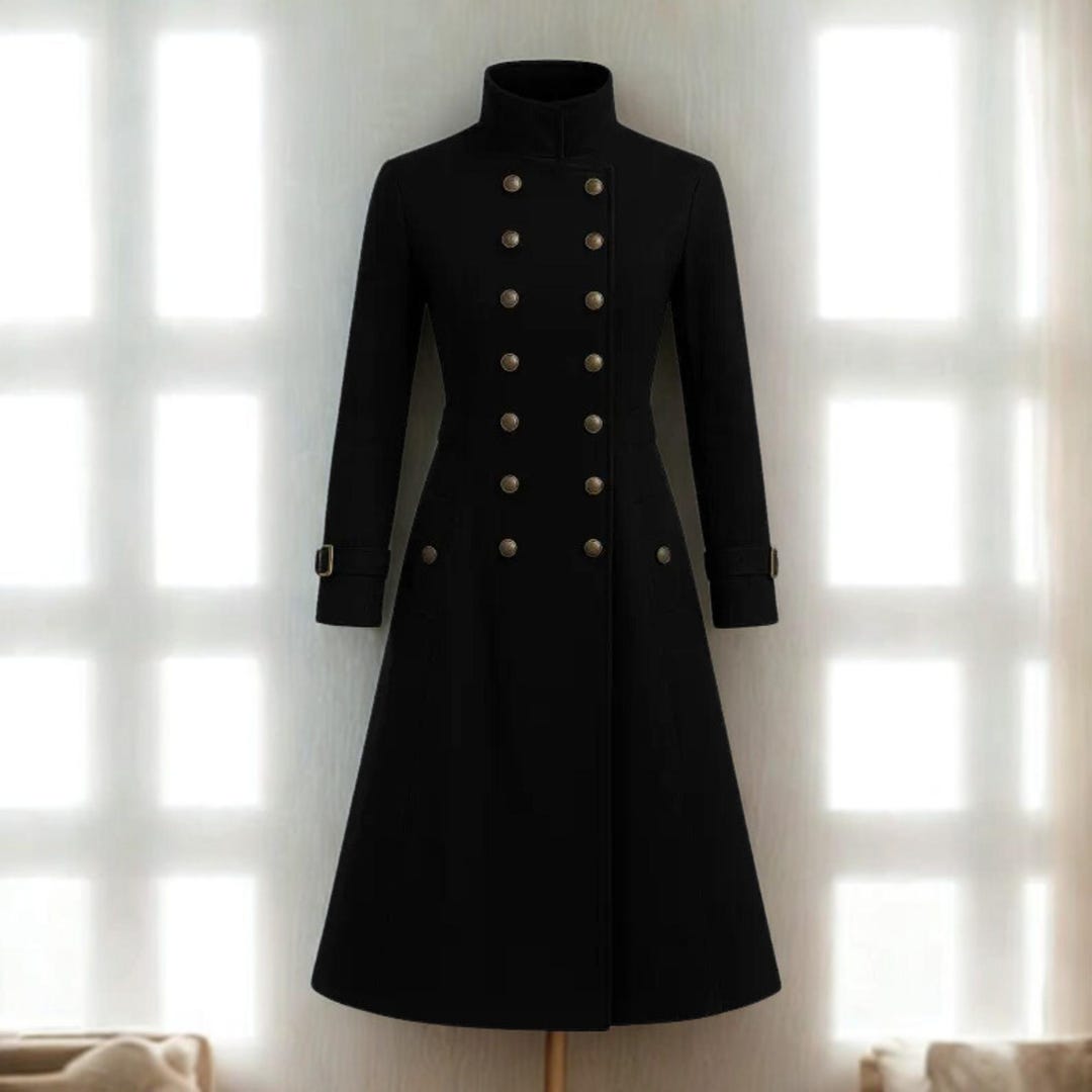 Black Gothic Women’s Trench Coat | Double-breasted Overcoat | Steampunk ...