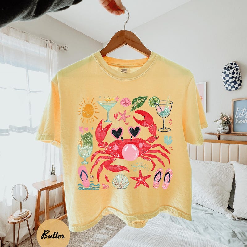 Funny Crab Boxy Tee - Etsy