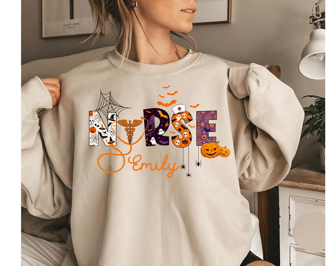 Custom Halloween Nurse Sweathirt,halloween Nursing Shirt, Nurse Fall ...