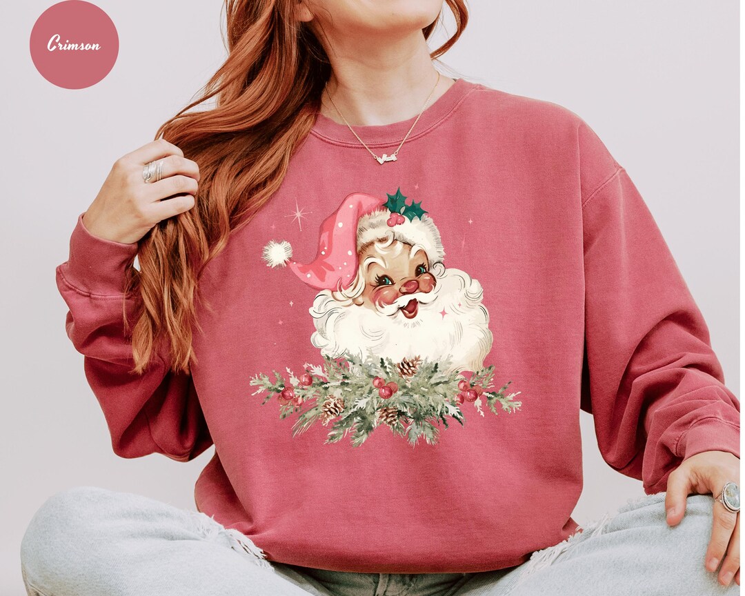 Comfort Colors® Sweatshirt Pink Santa Retro Christmas T-shirts ...