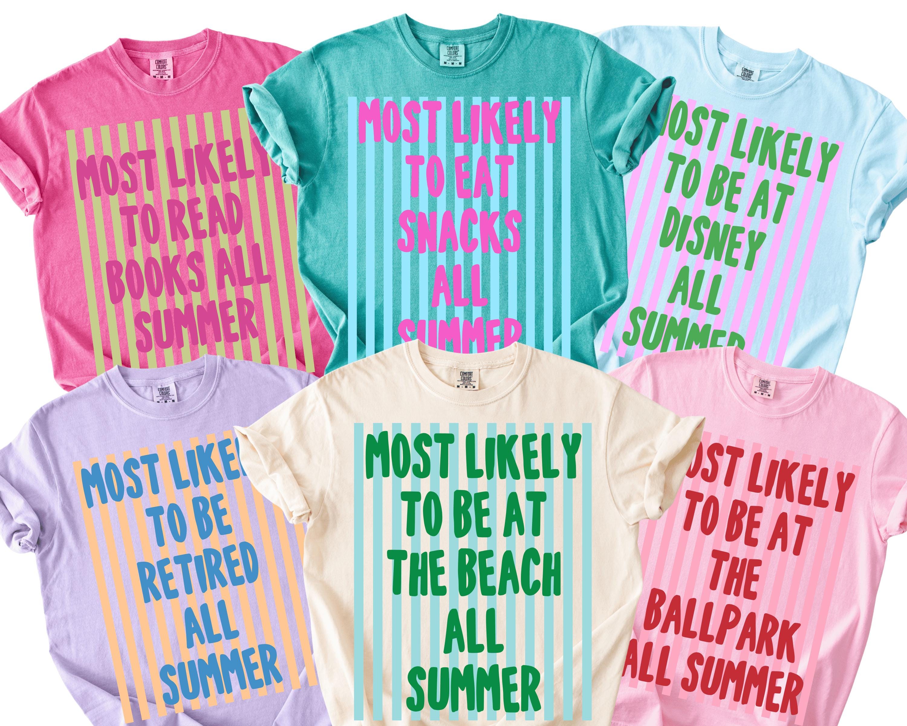 Comfort Colors® Most Likely to Teacher Summer Shirt, Retro Striped End ...