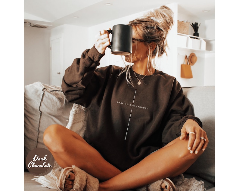 Make Heaven Crowded Christian Sweatshirt, Minimalist Cross Crewneck ...