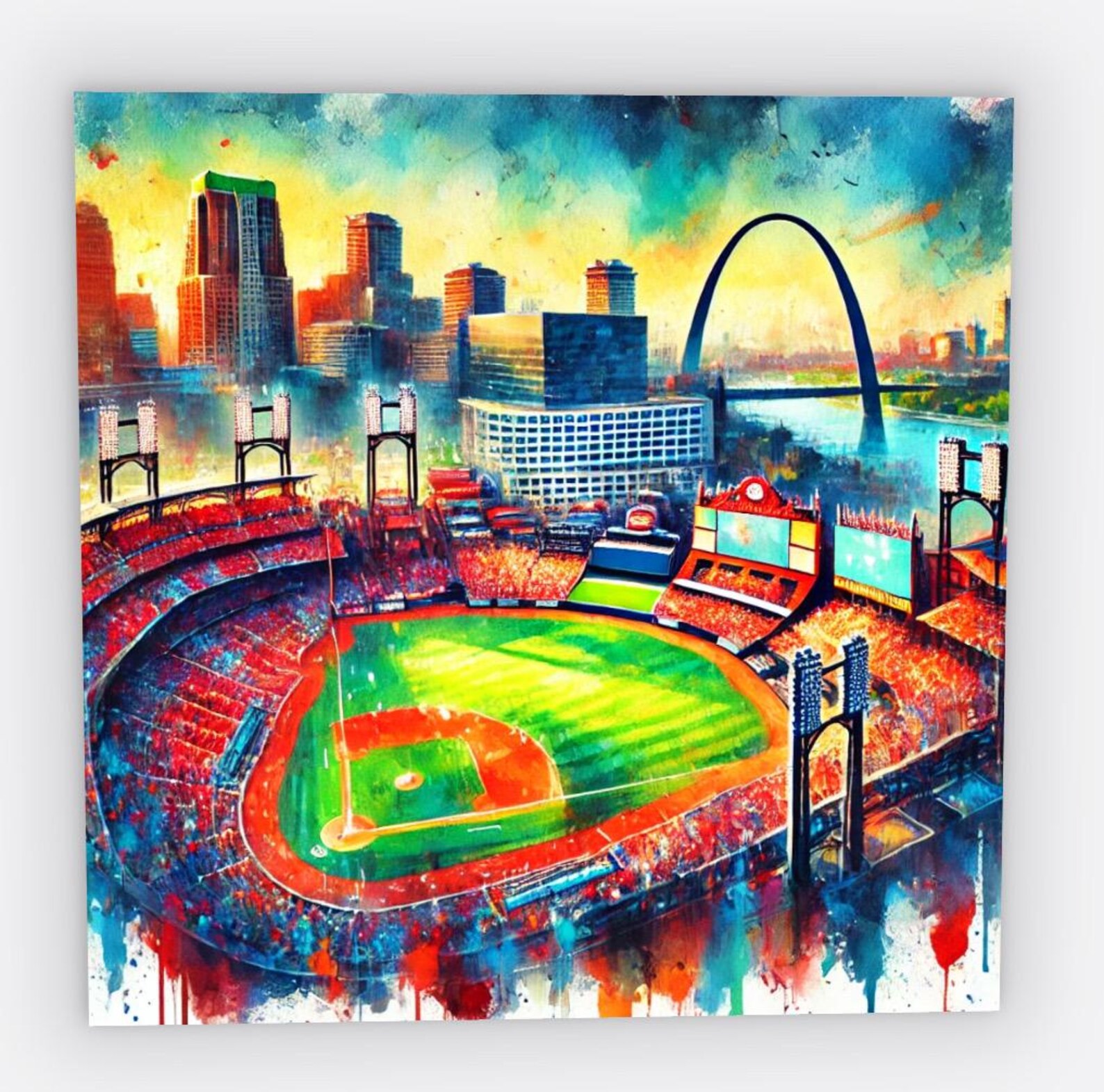 Personalized Baseball Stadium Watercolor Art - Custom MLB Ballpark ...