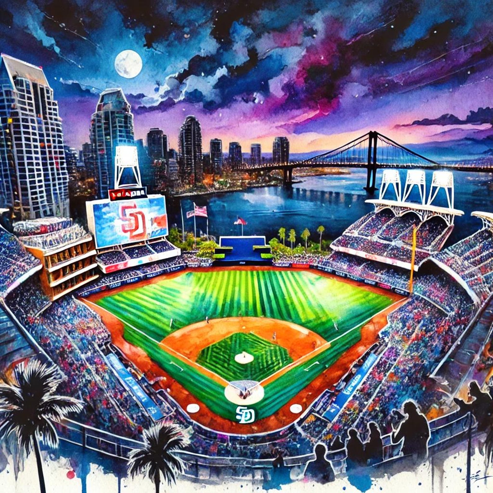 Personalized Baseball Stadium Watercolor Art - Custom MLB Ballpark ...