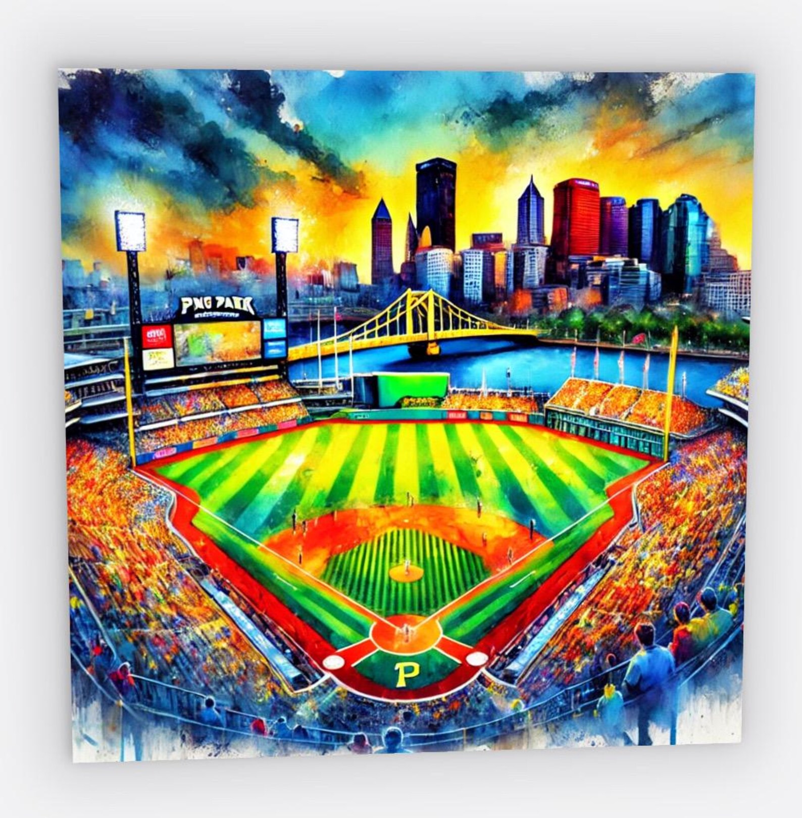 Personalized Baseball Stadium Watercolor Art - Custom MLB Ballpark ...
