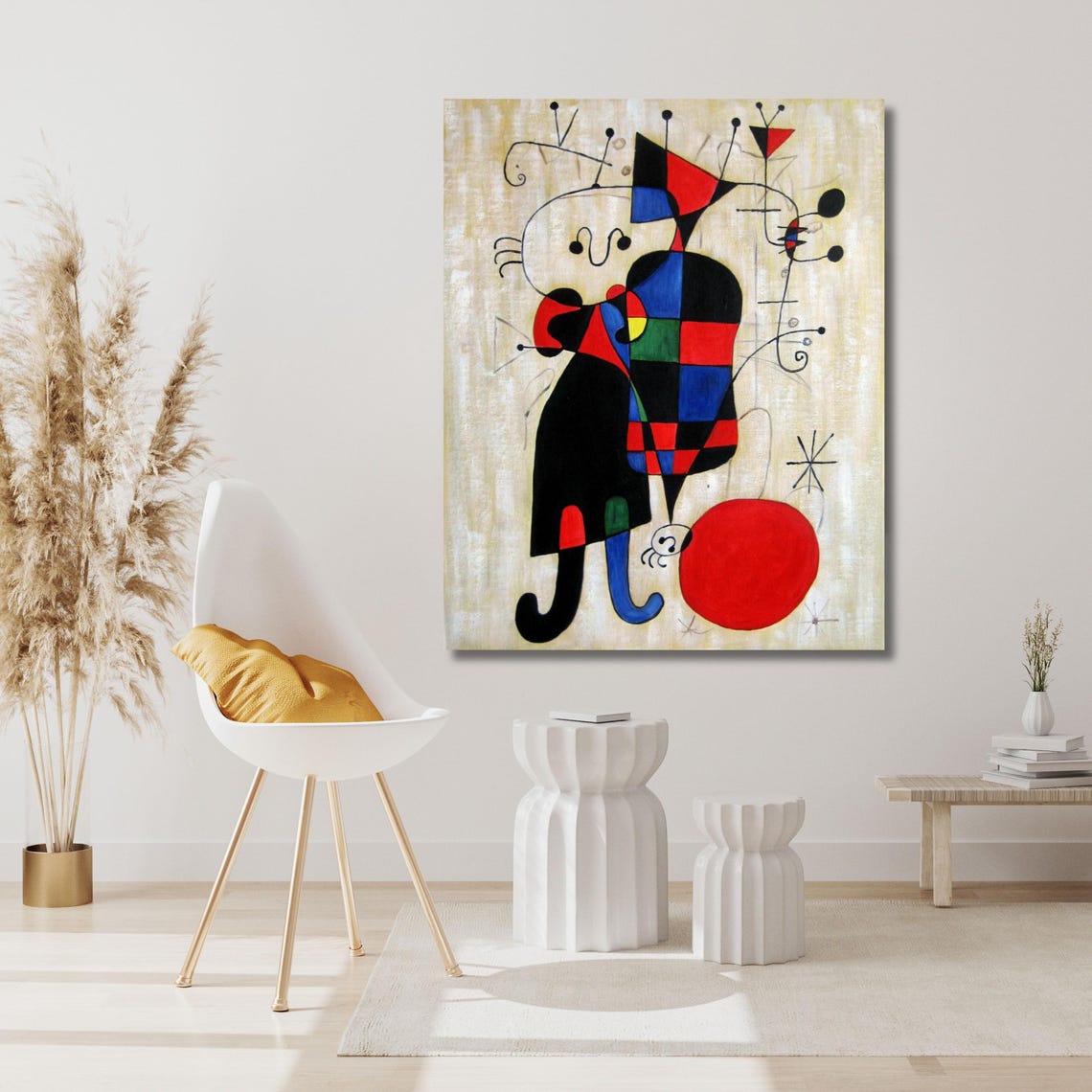 Joan Miro Canvas Print: Figures and Dog, Abstract Art - Etsy