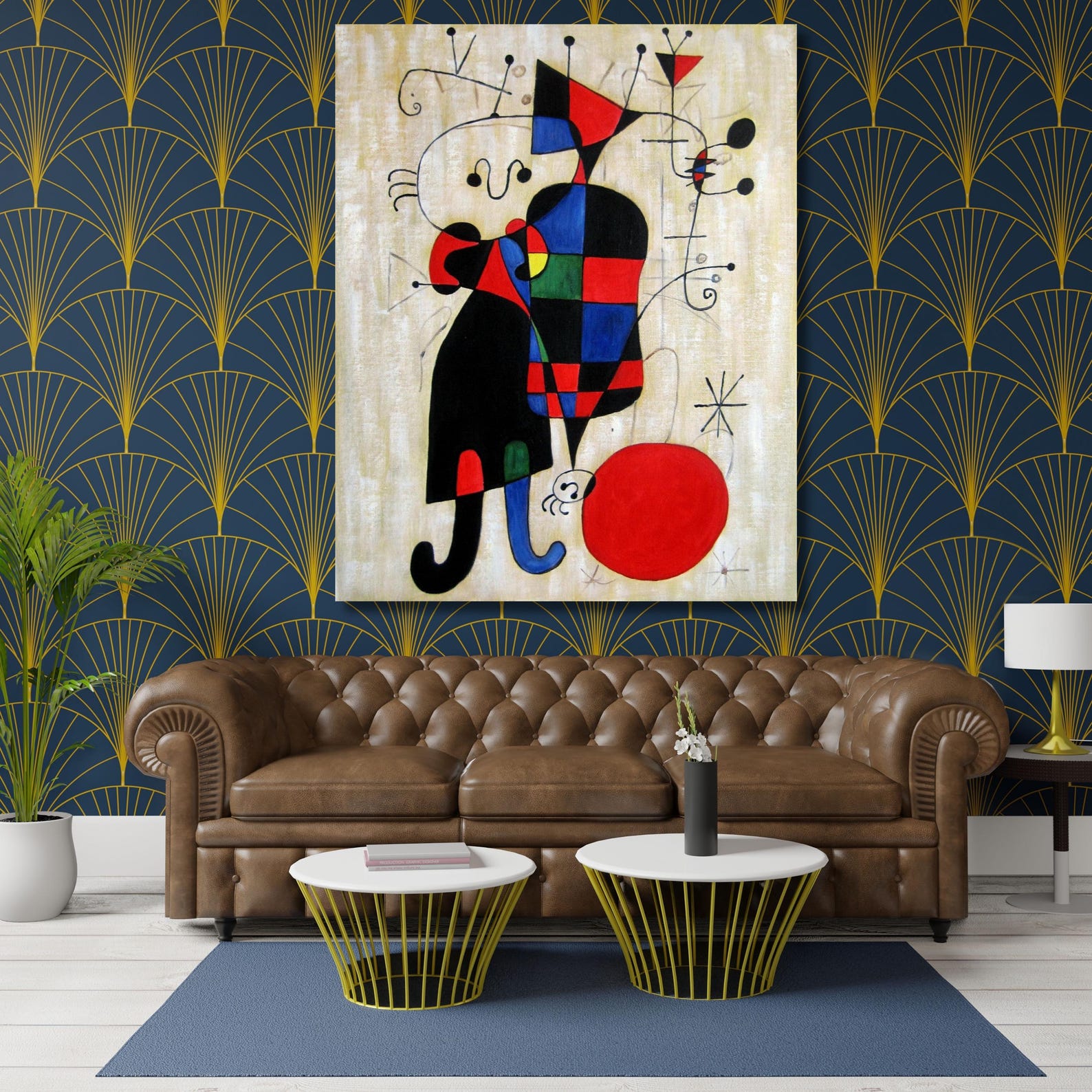 Joan Miro Canvas Print: Figures and Dog, Abstract Art - Etsy