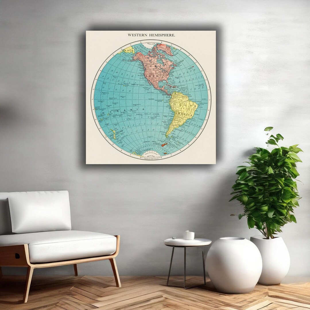 Western Hemisphere Map – Vintage 1908 Rand Mcnally Atlas Print, Antique ...