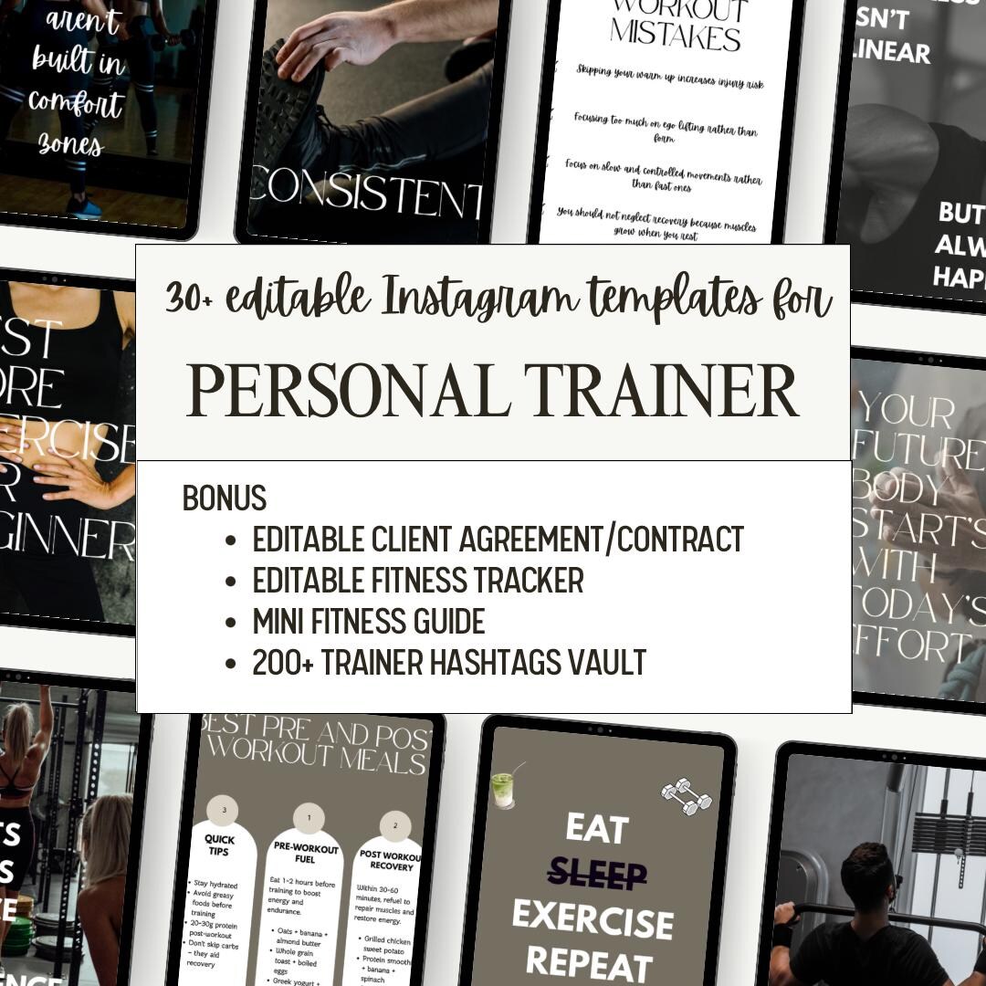 Personal Trainer Instagram Templates Canva , Fitness Coach Social Media ...