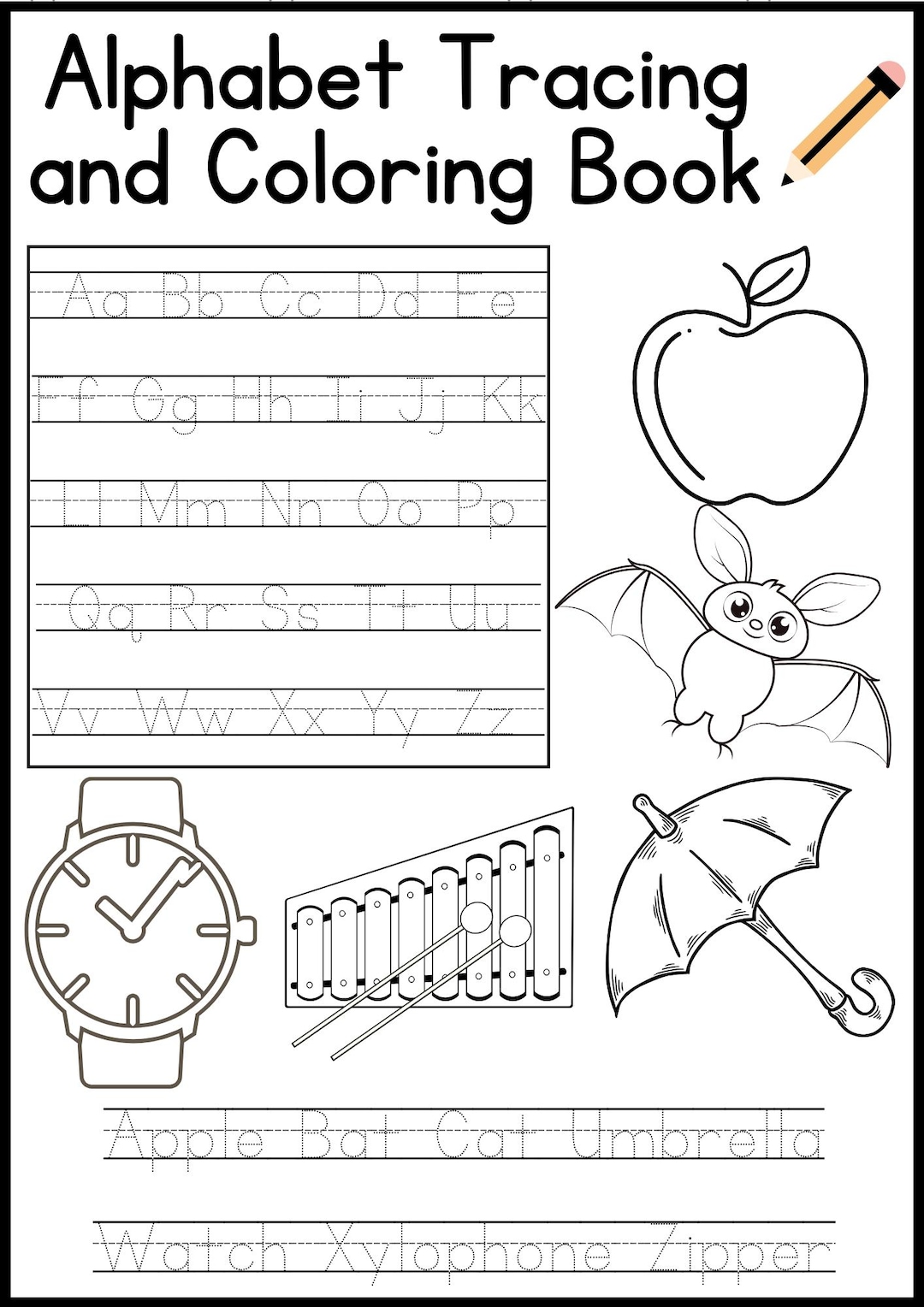 Alphabet Tracing and Coloring Workbook PDF A to Z Preschool ...