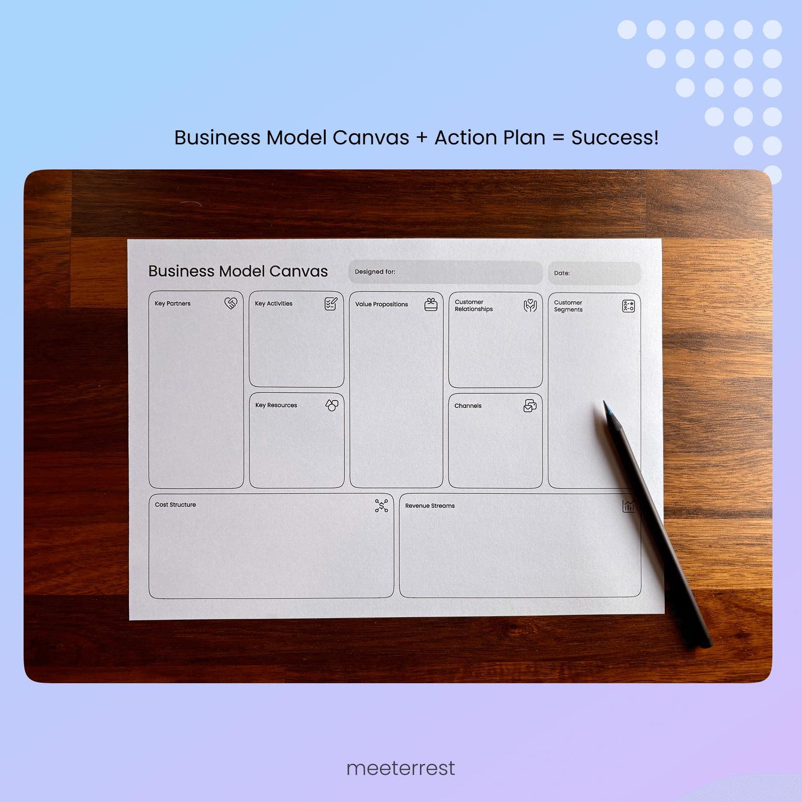 Business Model Canvas & Action Plan Template | Printable PDF A4/letter ...