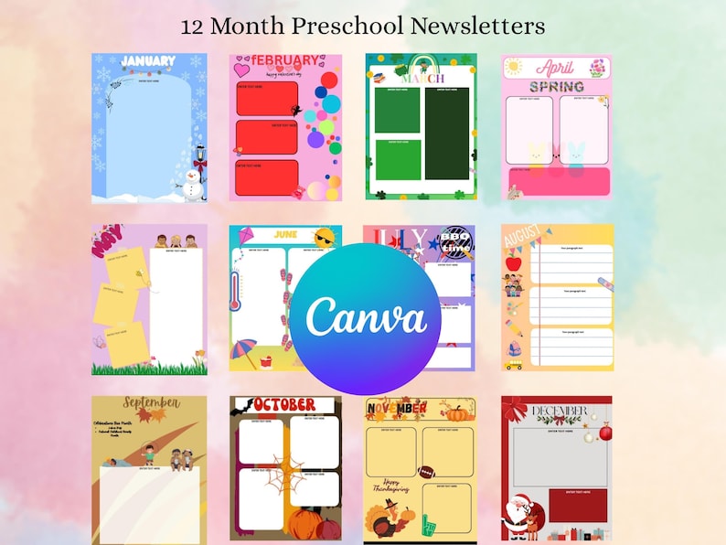 12 Month Preschool Newsletter - Etsy