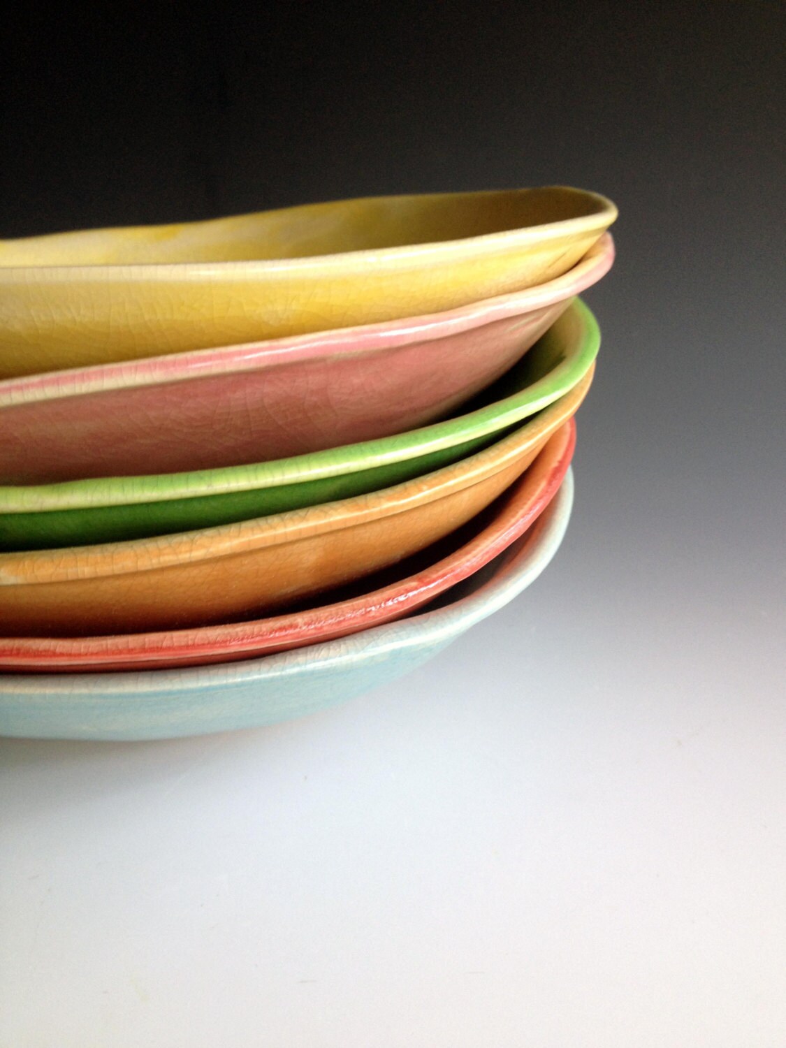 Handmade Organic Pasta Bowls: Colorful Ceramic Set of Six (9 1/4") - Etsy