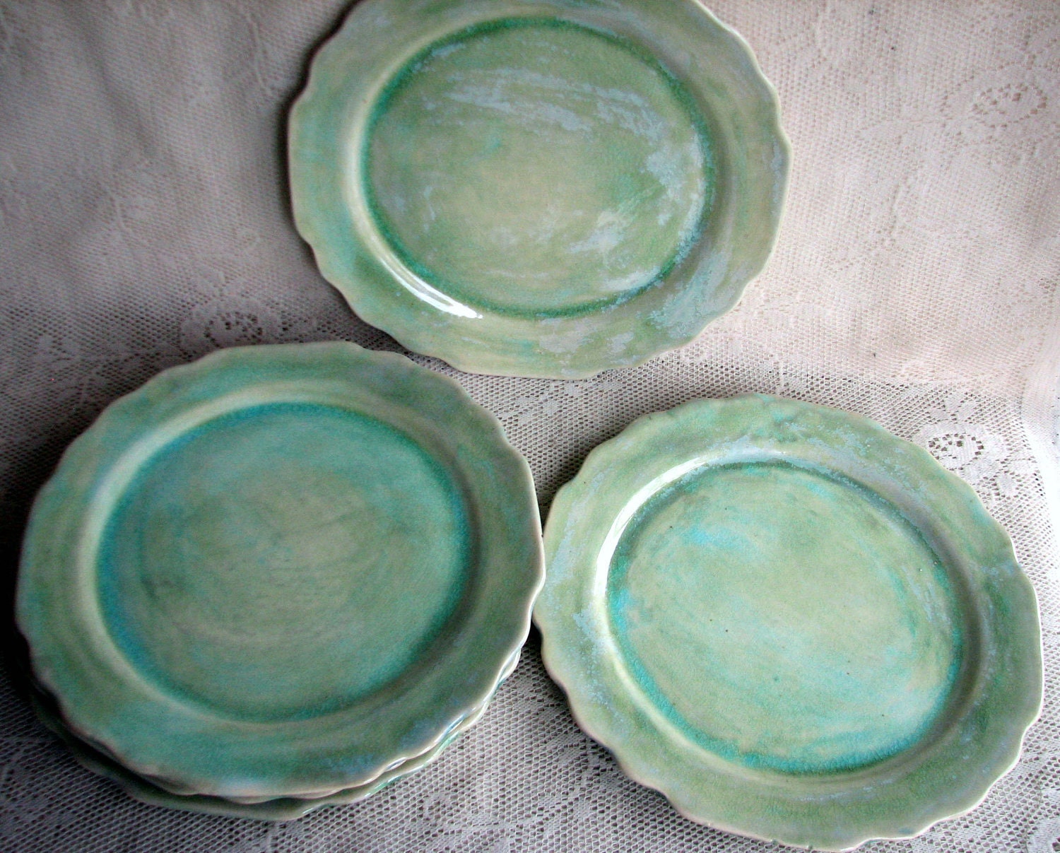 Set of Six Cut Edge Plates Handmade Stoneware Plates Dinner - Etsy