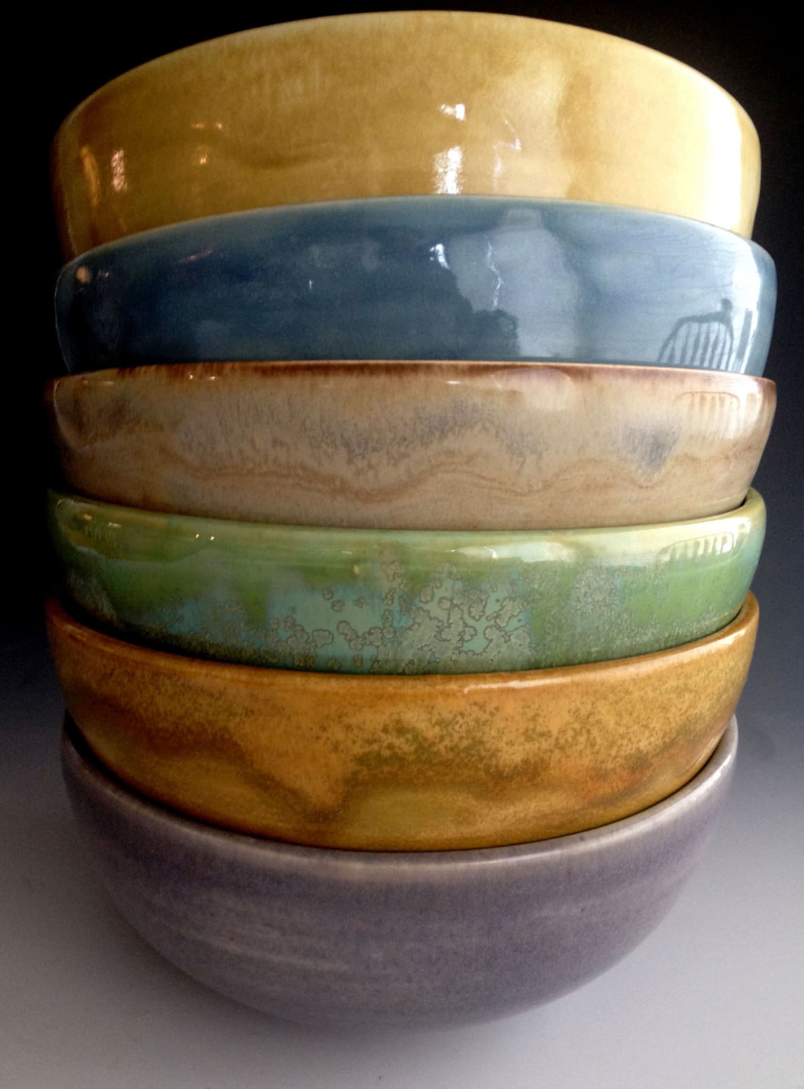 Set of Six Earthy Colors Soup/cereal Bowls Stoneware Bowls - Etsy