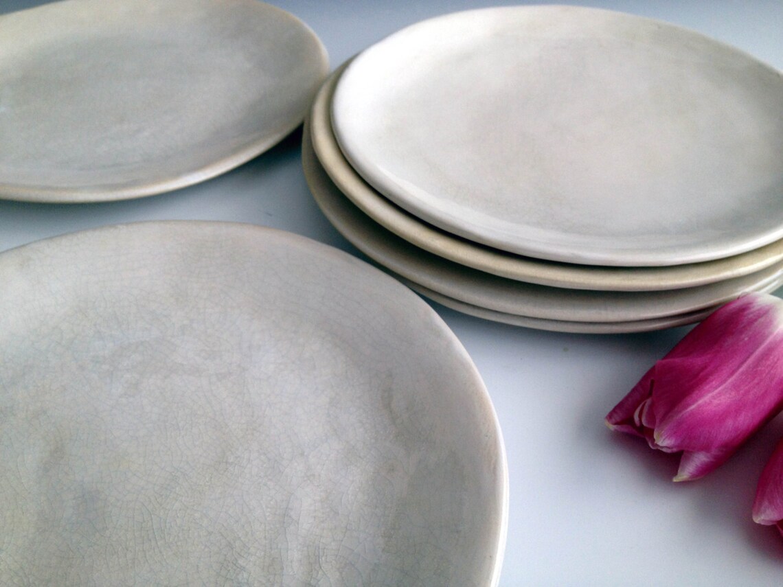 Handmade Organic White Crackle Slab Side Plates Set of Six - Etsy