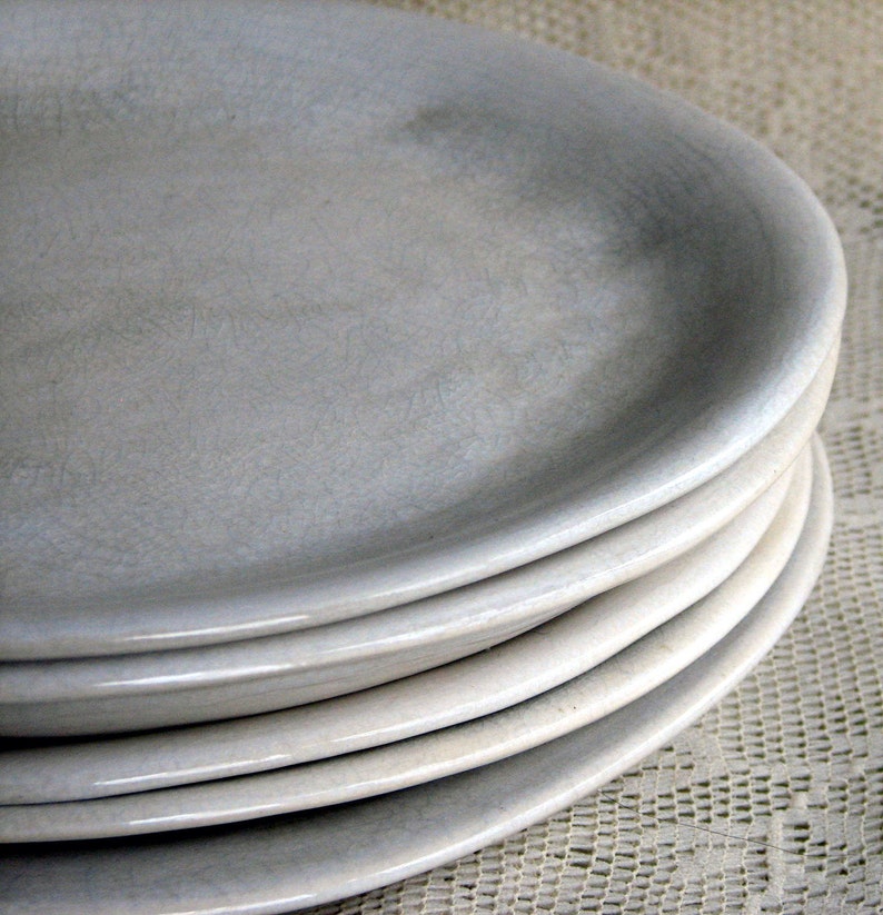 Handmade Stoneware Dinner Plates: White Crackle Organic Rustic Set - Etsy