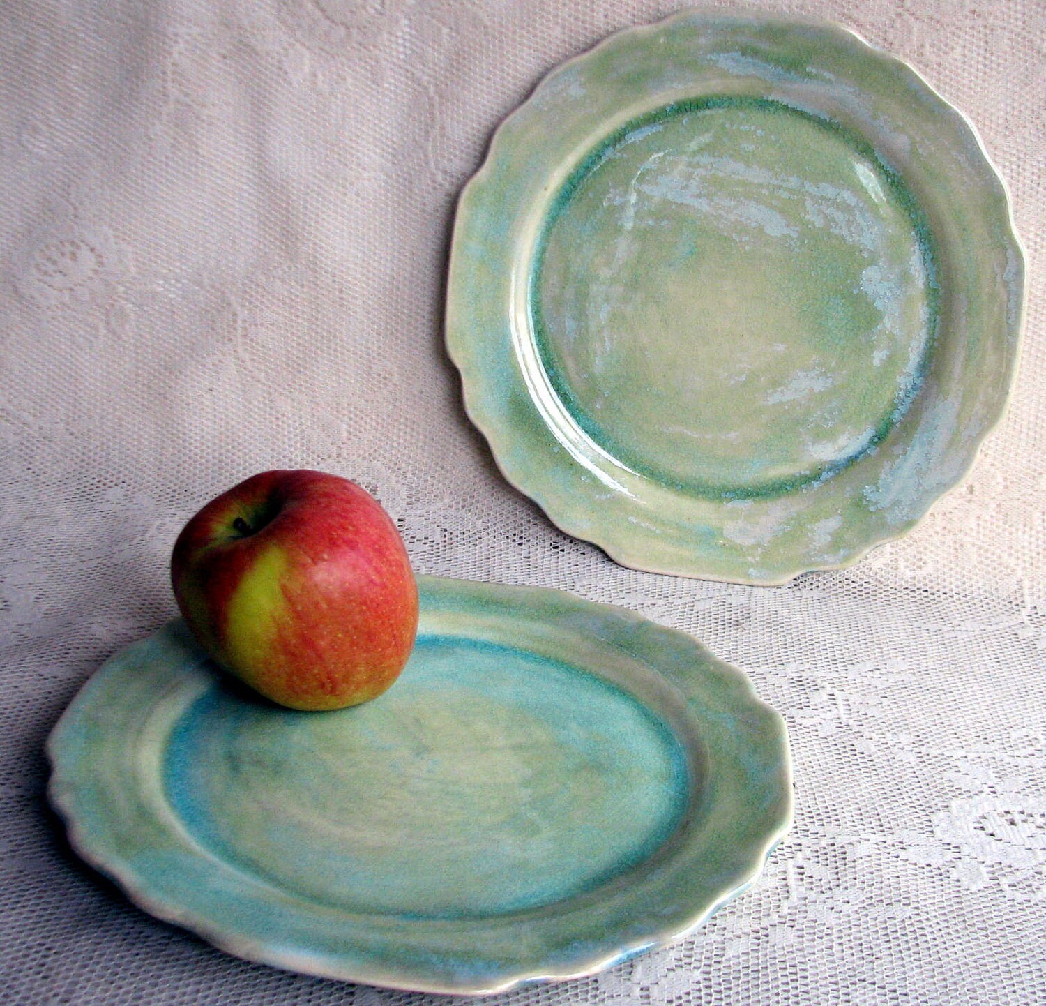 Set of Six Cut Edge Plates Handmade Stoneware Plates Dinner - Etsy