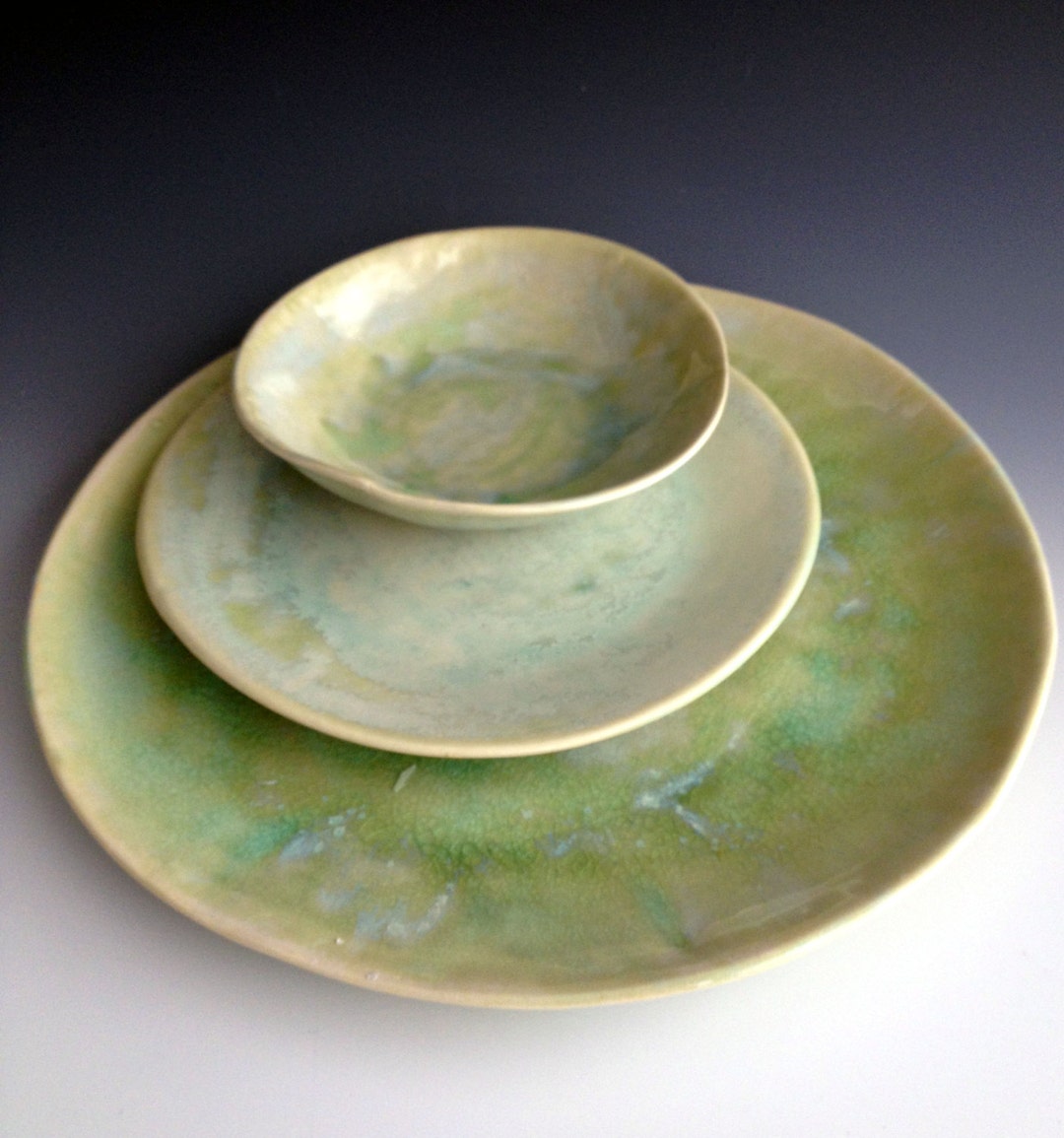 Handmade Organic Stoneware Place Setting: Dinner Plate, Side Plate ...