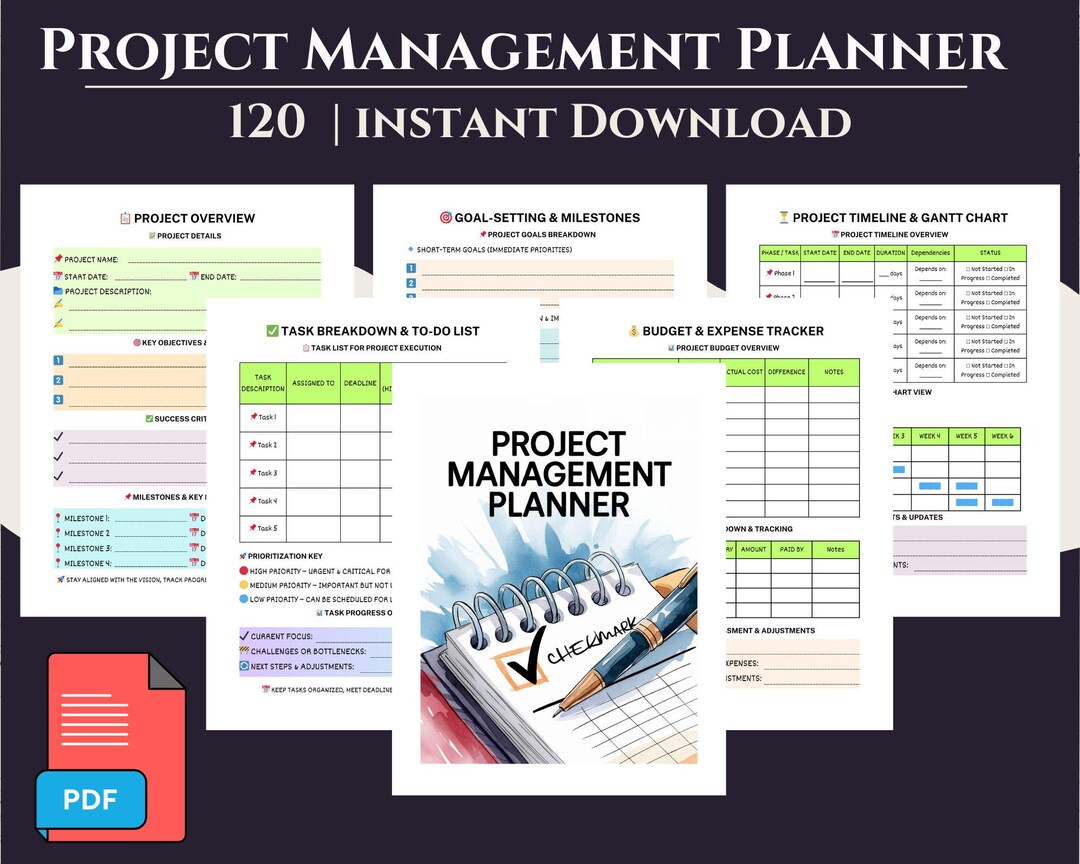 Project Planner Printable | Productivity Planner Pages | Work Planner ...