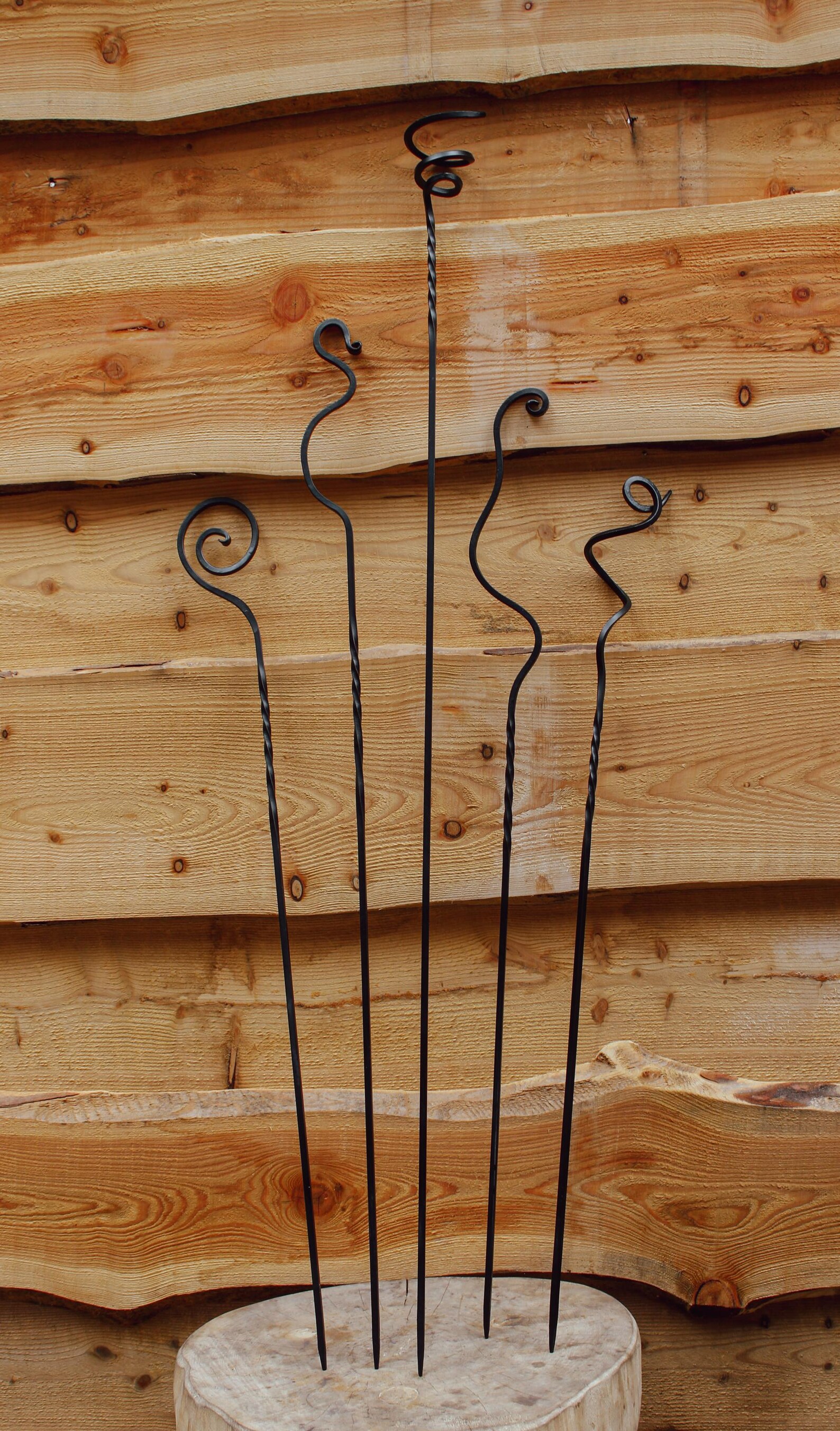 Set of 5 | Hand-forged Plant Stakes | Metal Trellis | Metal Garden ...