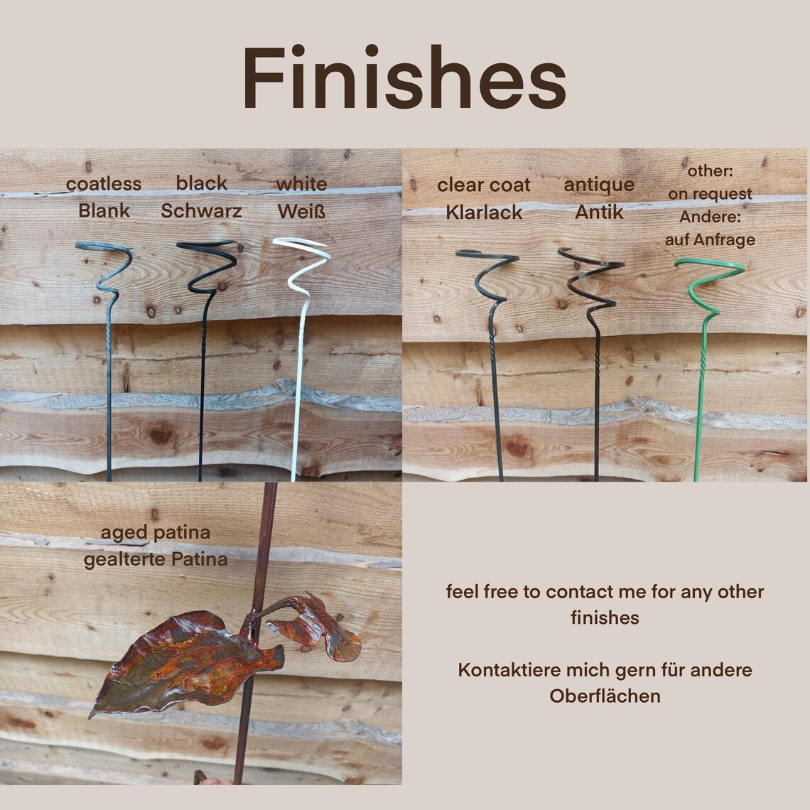 Set of 5 | Hand-forged Plant Stakes | Metal Trellis | Metal Garden ...