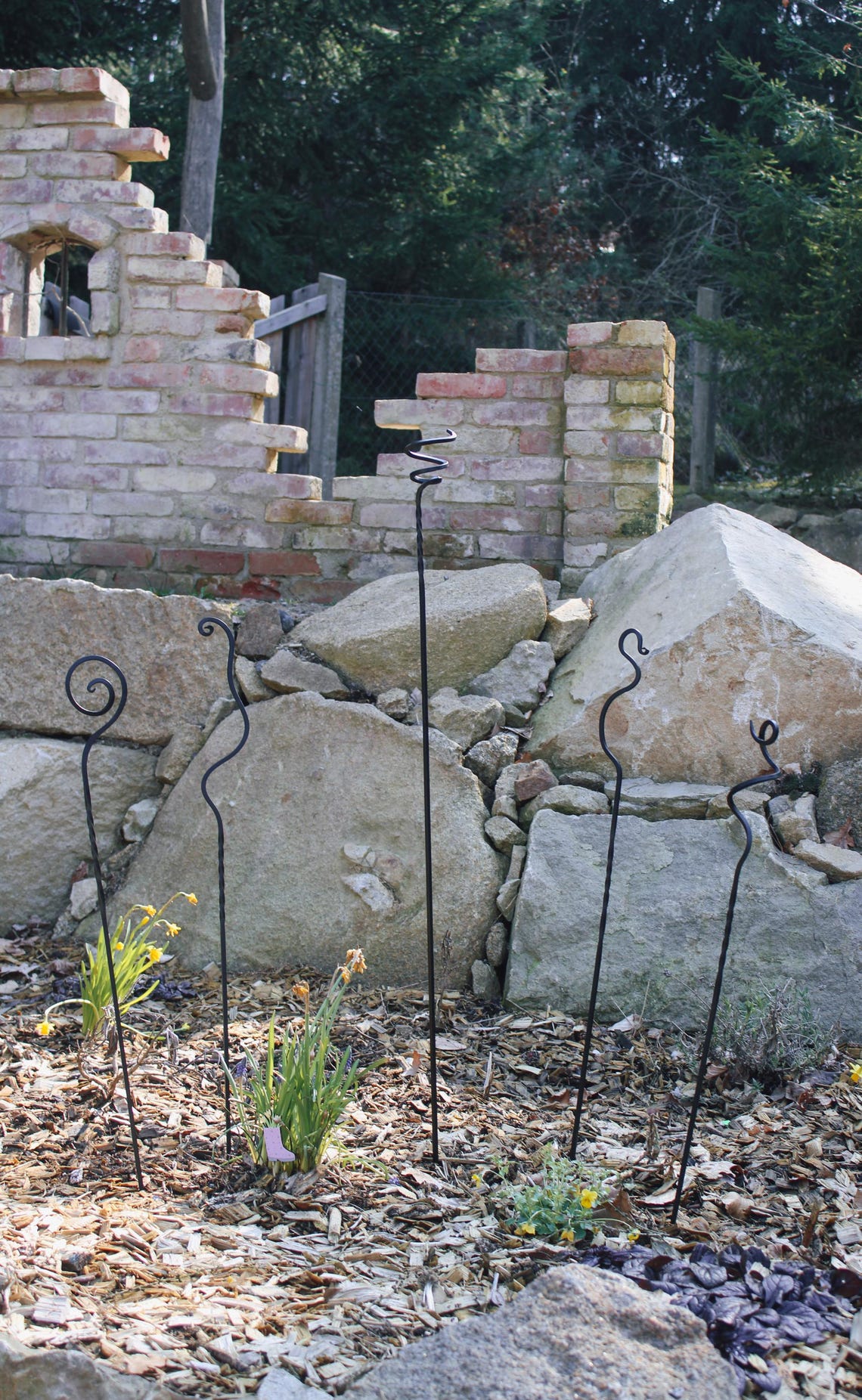 Set of 5 | Hand-forged Plant Stakes | Metal Trellis | Metal Garden ...