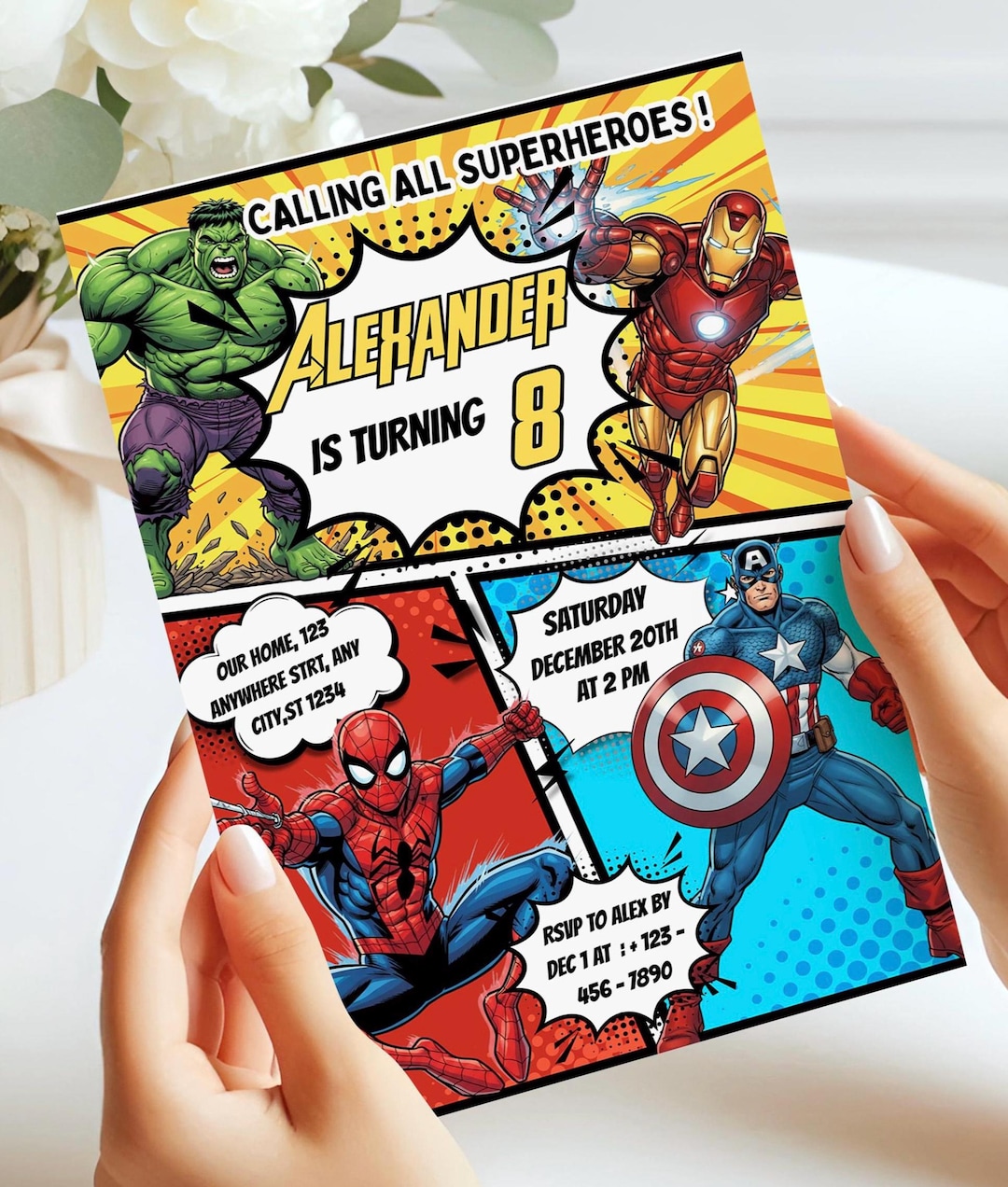 Editable Superheroes Birthday Invitation, Superhero Birthday Invite ...