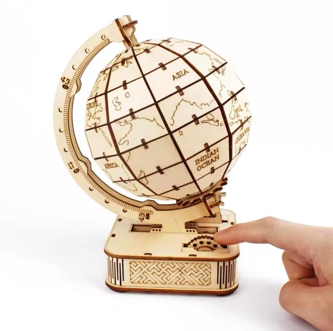 Wooden 3D Globe Puzzle – DIY Mechanical Model Kit, Buildable Earth Toy ...