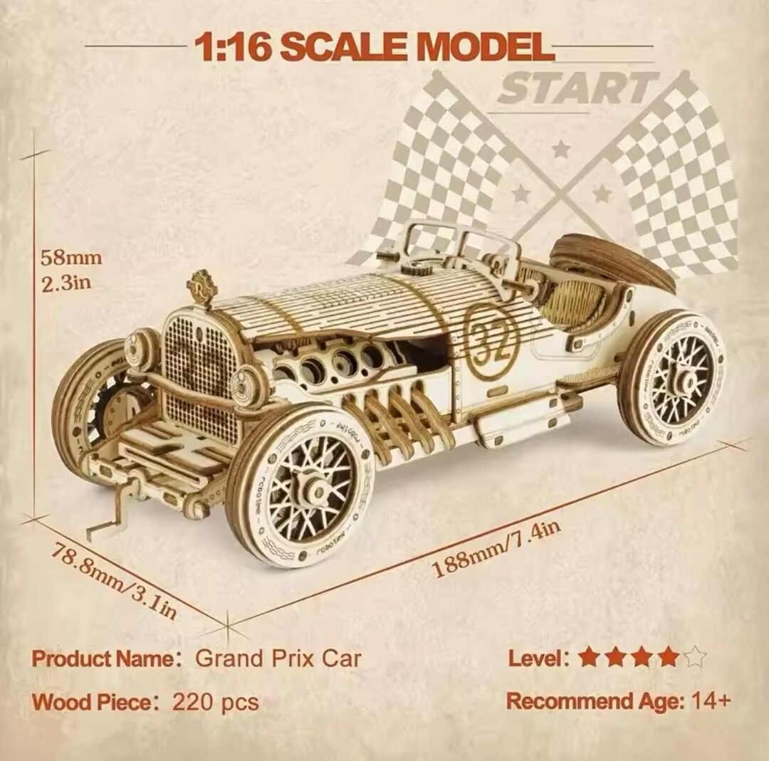 3D Wooden Car Puzzle Scale Model DIY Model Kit Craft Gift Home ...