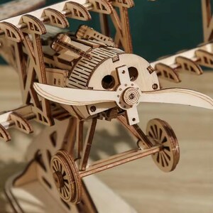 3D Wooden Puzzle, Handmade Biplane Model Kit, Birthday and Christmas ...