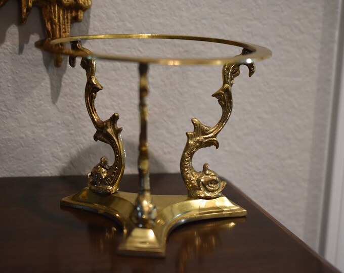 Vintage Brass Koi Fish Display Stand for Large Rock Sphere or ...