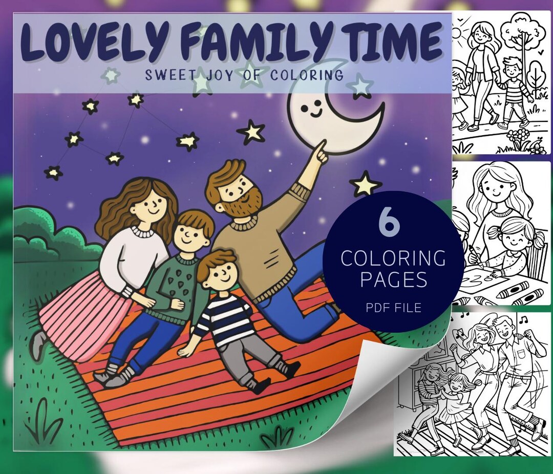 Family Time Coloring Book: 6 Heartwarming Pages (PDF) - Etsy
