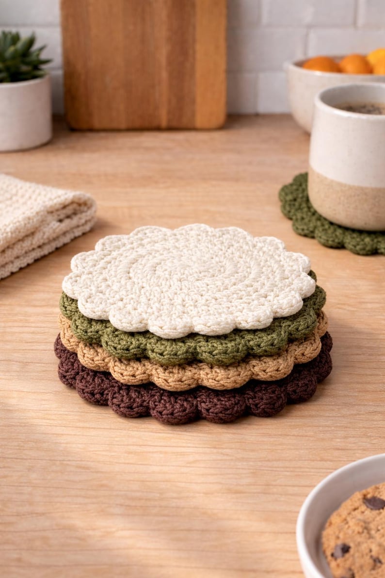 Handmade Crochet Cotton Coasters – Earthy Neutral Coaster - Etsy