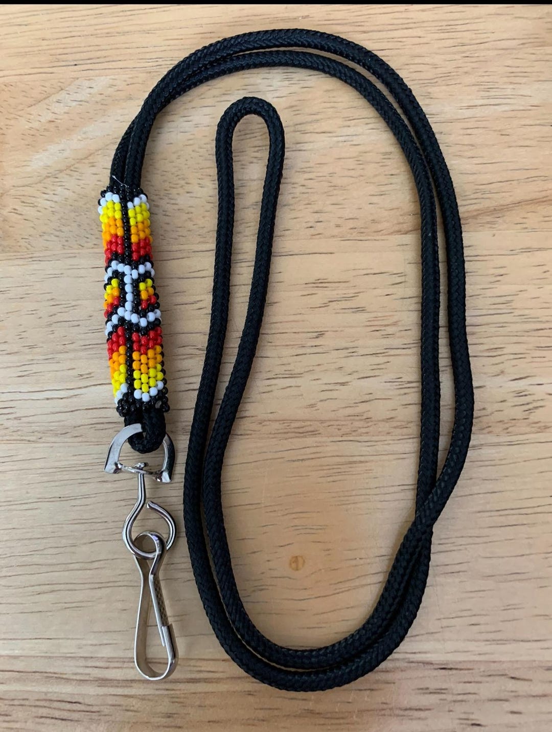 Black Native American Style Beaded Lanyard - Etsy