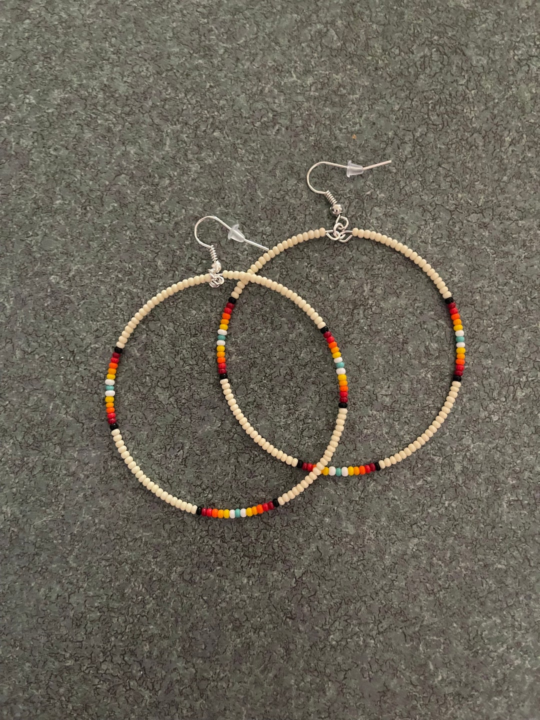 Bone Native American Style Beaded Hoop Earrings - Etsy