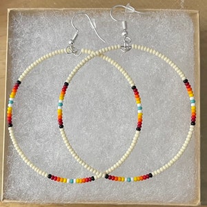 Bone Native American Style Beaded Hoop Earrings - Etsy