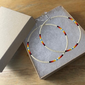 Bone Native American Style Beaded Hoop Earrings - Etsy