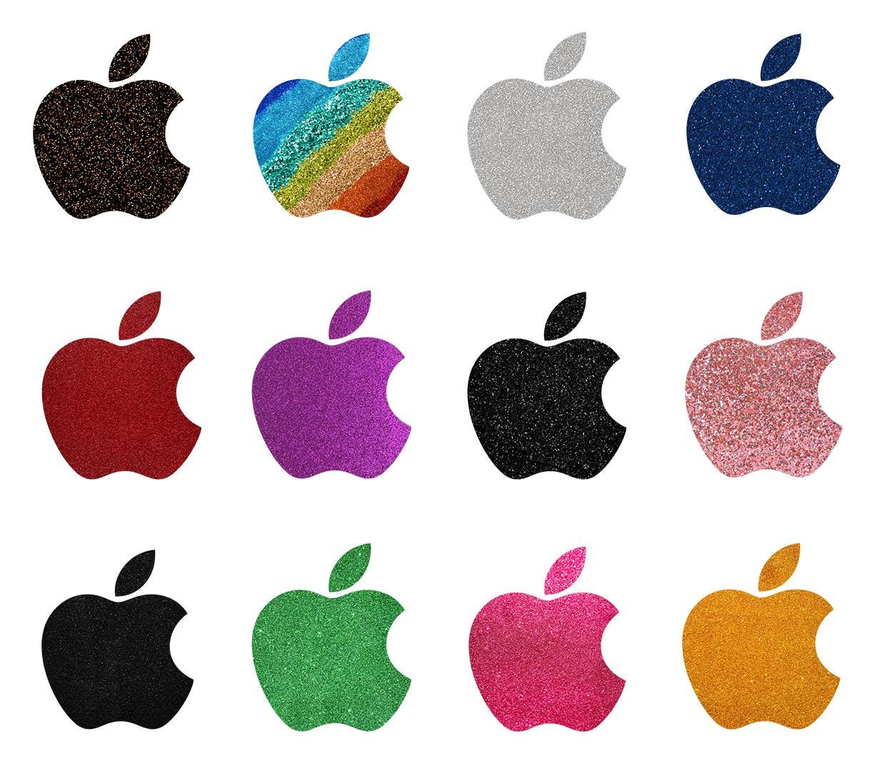 Apple Logo Decal, Shine iPhone Logo Sticker, Glitter Apple Decal ...