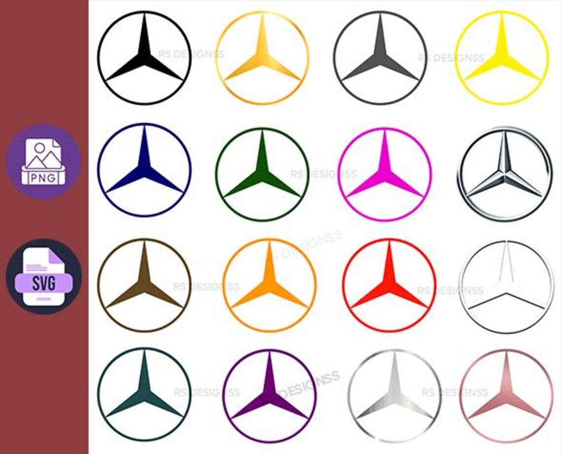 Mercedes Logo Vinyl Decals - Set of 16 - SVG PNG (digital Download) - Etsy