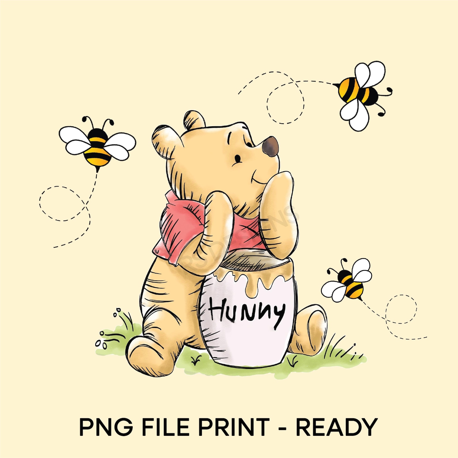 Watercolor Honey Bear Clipart: Winnie the Pooh, Bees (PNG & SVG) - Etsy